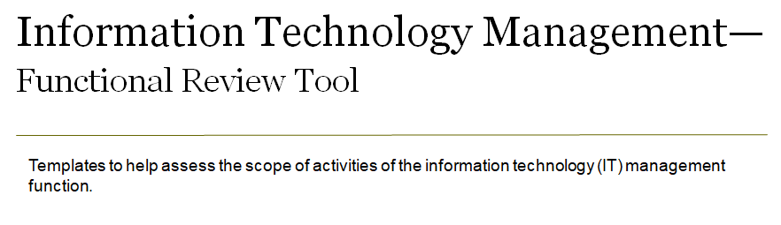 TURNKEY IT Management Functional Review (Govt) – Public Management Toolkits
